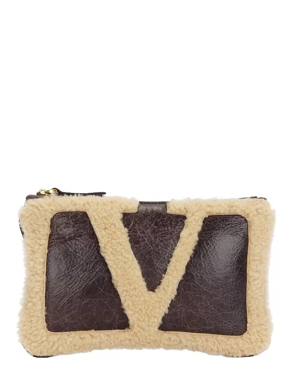 Valentino Garavani Viva Superstar Medium Flat Pouch - Fango & Dark Beige
