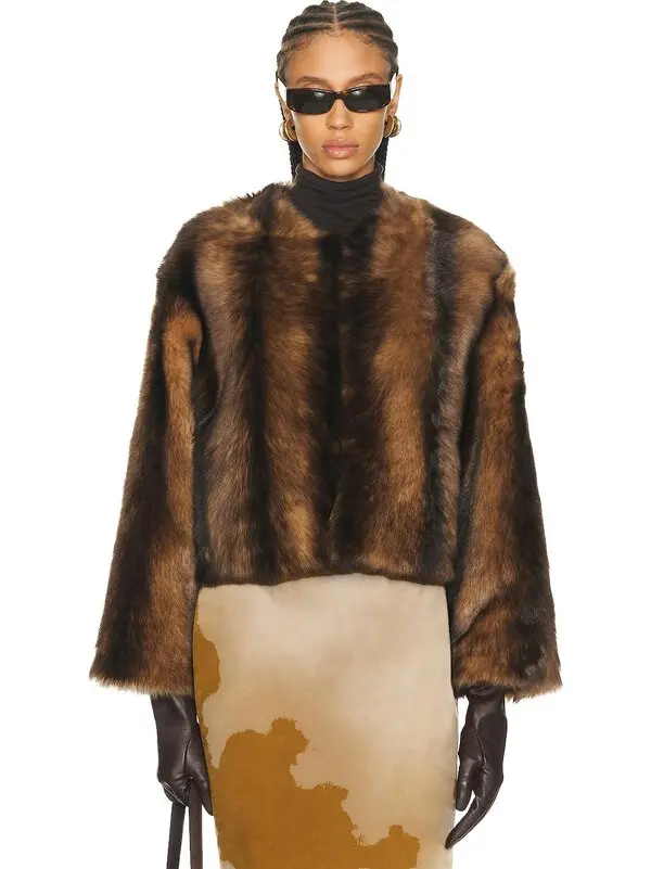 NILI LOTAN Elan Shearling Jacket - Camel & Brown
