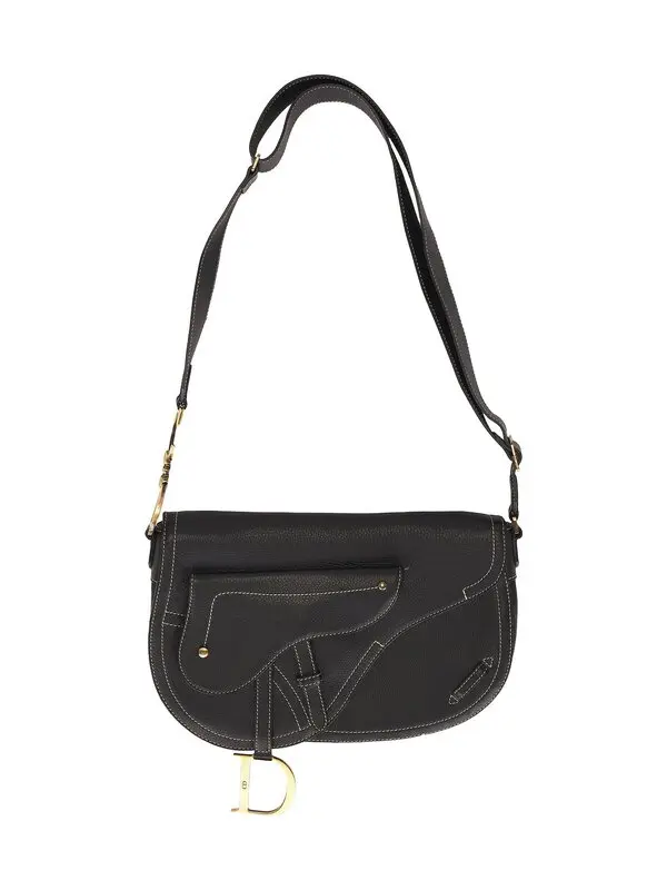 Dior Vintage Double Baudrier Saddle Bag - Black