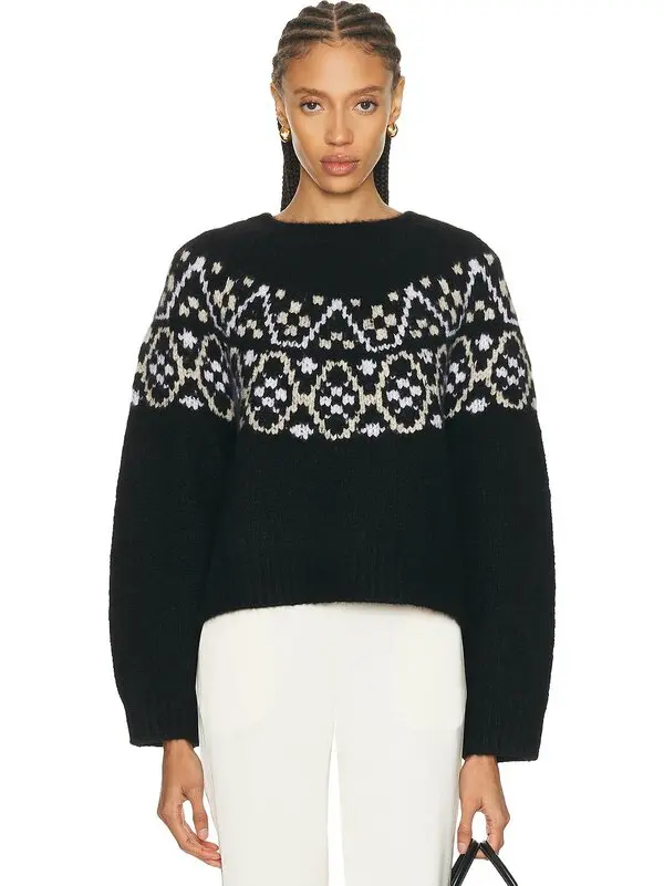 NILI LOTAN Chrissy Sweater - Black Fairisle
