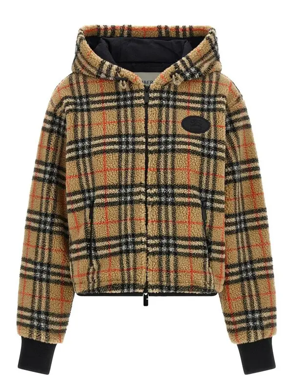 Burberry Fiona Check Fleece Jacket - Beige