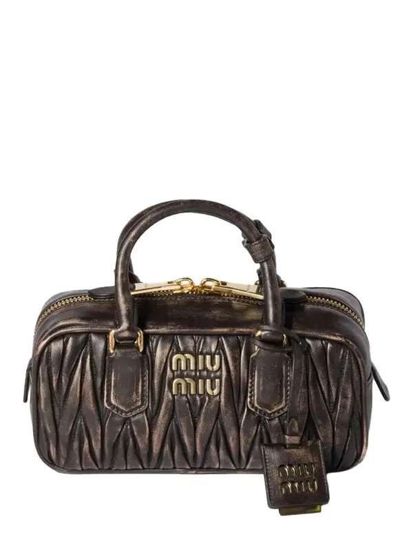 Miu Miu Vintage Effect Matelassé Nappa Leather Arcadie Regular Bag - Brown
