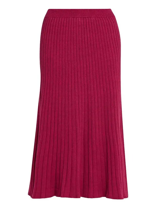 Anna Quan Felicia Rib-knit Midi Skirt - Cherry Si