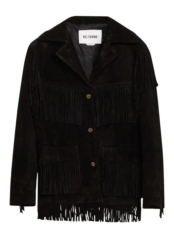 RE/DONE Suede Fringe Jacket - Black