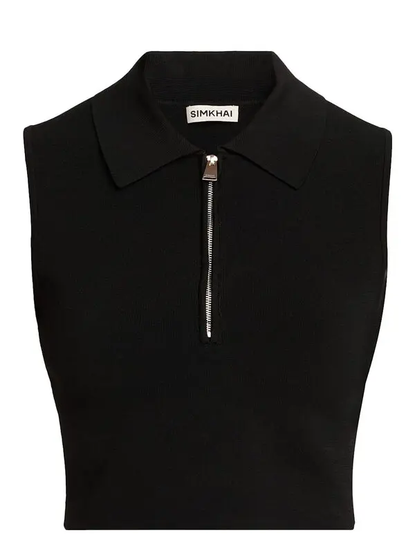 Simkhai Tatum Sleeveless Half-zip Top - Black