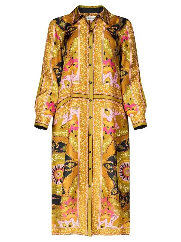 Diane Von Furstenberg Floral-print Silk Midi Shirtdress - Rtmed