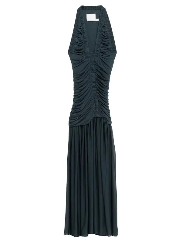 Christopher Esber Orion Pleated Plunge-neck Gown - Liquorice
