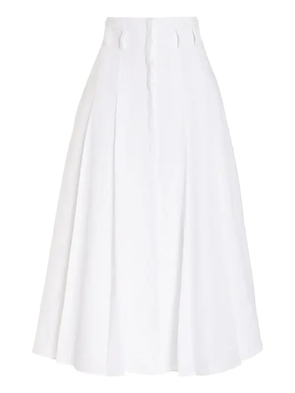 Gabriela Hearst Dugald Pleated Midi Skirt - White