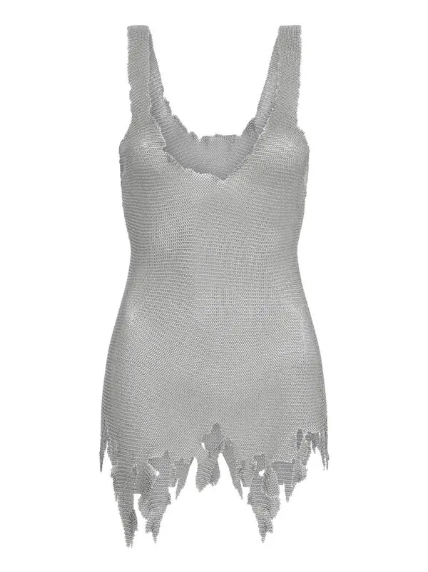 Gabriela Hearst Gwendolin Chainmail Tank Top - Silver