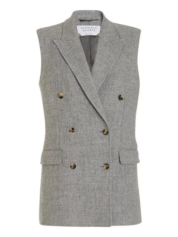 Gabriela Hearst Mayte Cashmere Linen Vest - Light Grey Melange