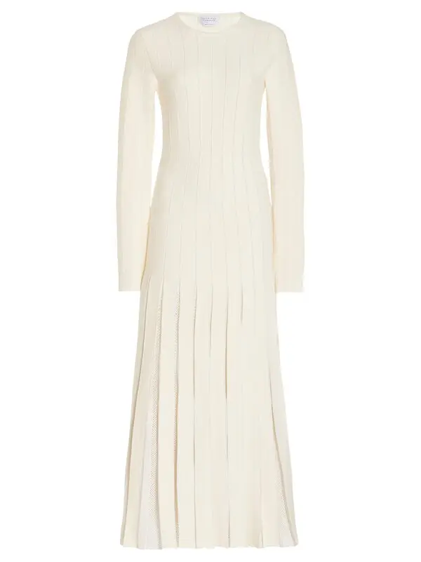 Gabriela Hearst Walsh Knit Maxi Pleated Dress - Ivory