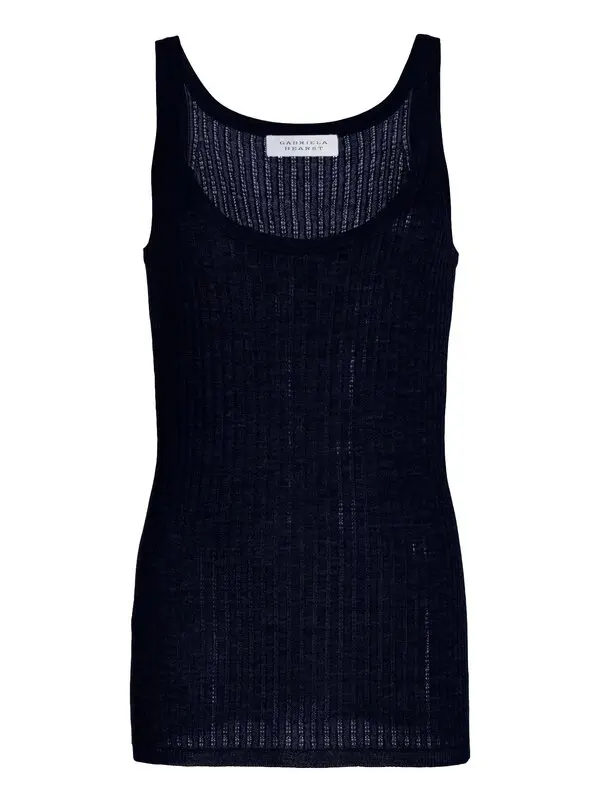 Gabriela Hearst Nevin Cashmere Silk Tank Top - Dark Navy