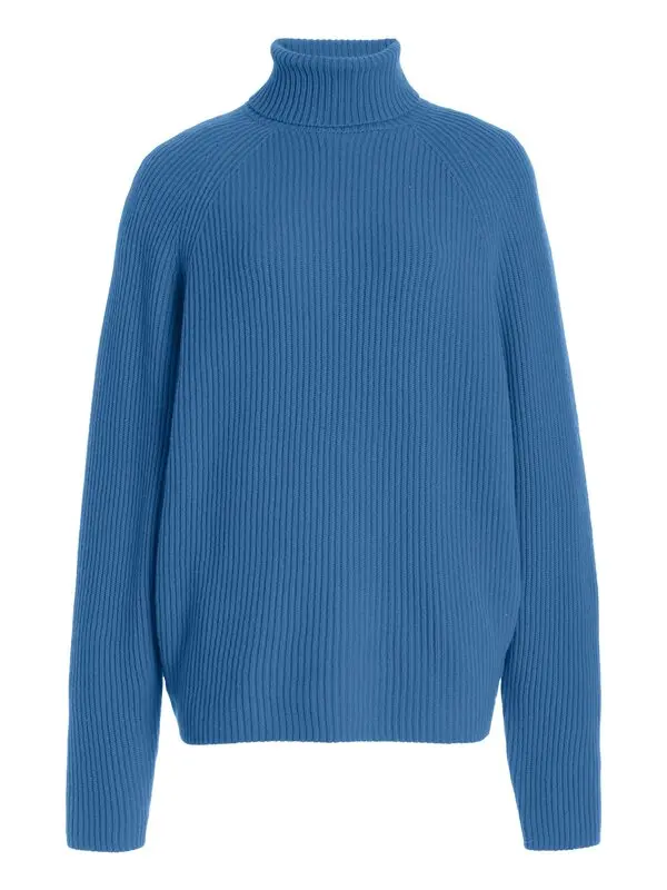 Gabriela Hearst Wigman Cashmere Knit Turtleneck Sweater - Light Blue Denim