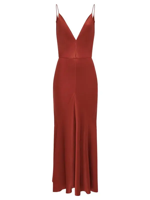 Gabriela Hearst Brigita Double Satin Slip Dress - Burnt Sienna