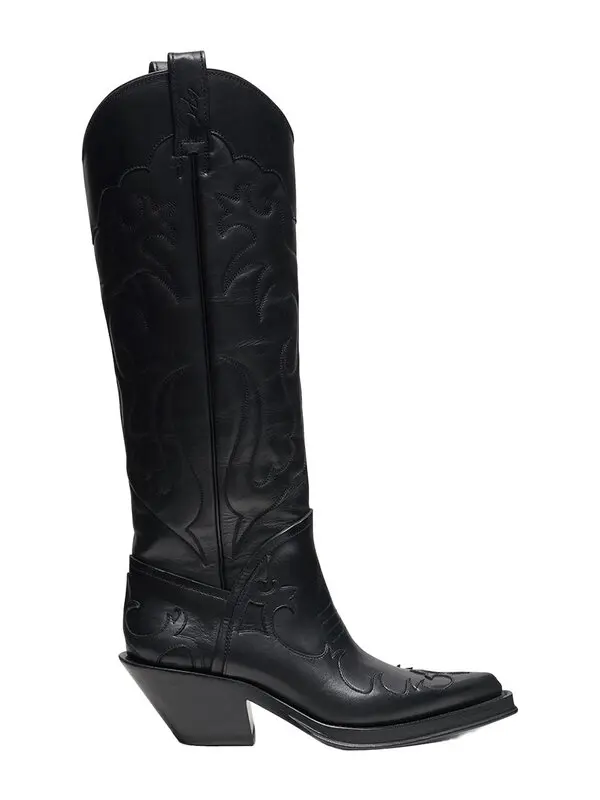 Gabriela Hearst Capitana Leather Cowboy Boots - Black