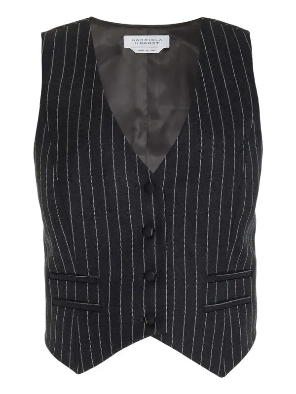 Gabriela Hearst Zeta Vest In Pinstripe Wool - Grey