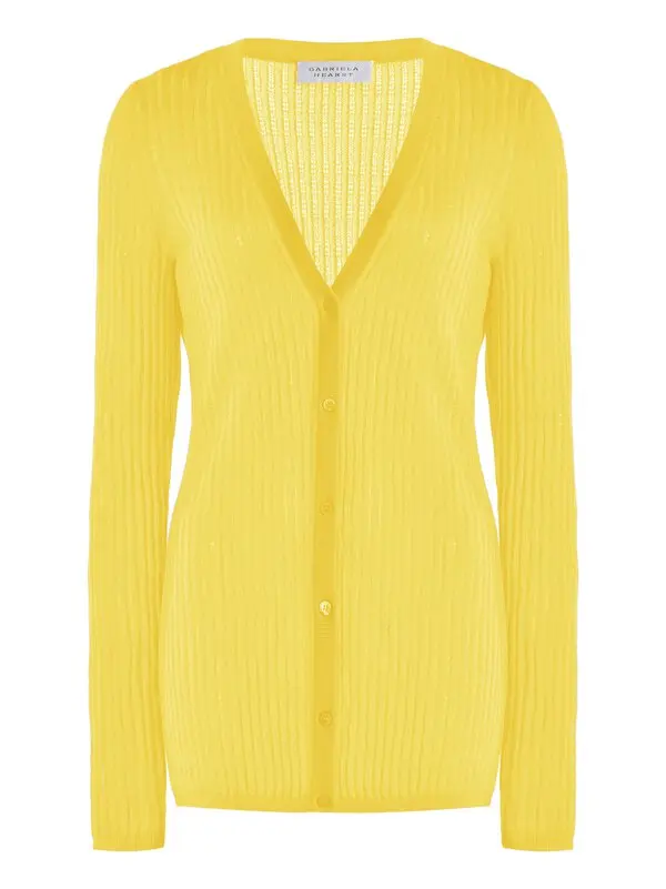 Gabriela Hearst Emma Pointelle Knit Cardigan - Goldenrod