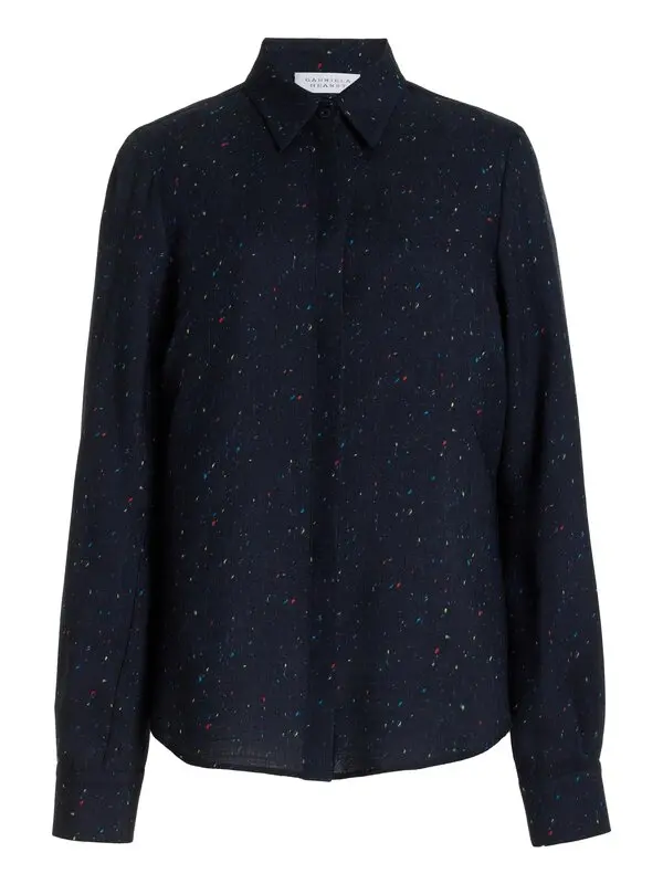 Gabriela Hearst Henri Blouse In Printed Wool - Dark Navy Multi