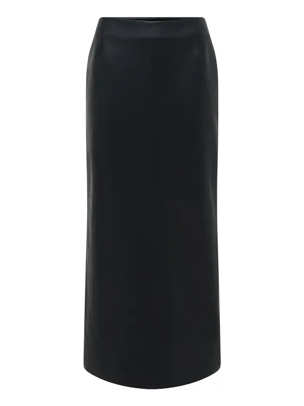 Gabriela Hearst Manuela Leather Midi Skirt - Black