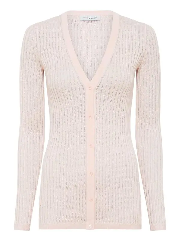 Gabriela Hearst Emma Pointelle Knit Cardigan - Pale Blush