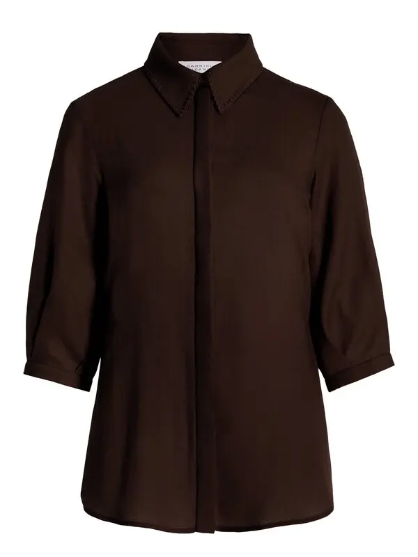 Gabriela Hearst Hadley Blouse In Virgin Wool - Chocolate