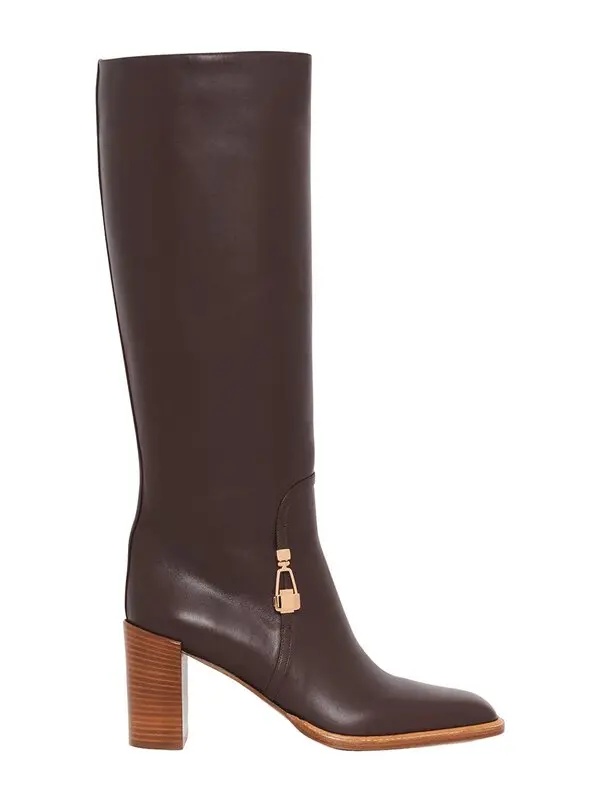 Gabriela Hearst Nina Clasp Tall Leather Boots - Dark Chocolate