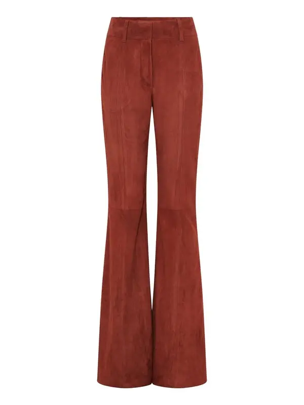 Gabriela Hearst Rhein Flare Pant In Suede - Burnt Sienna