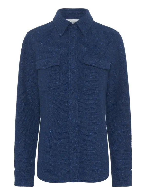 Gabriela Hearst John Austin Speckled Cashmere Shirt - Electric Navy