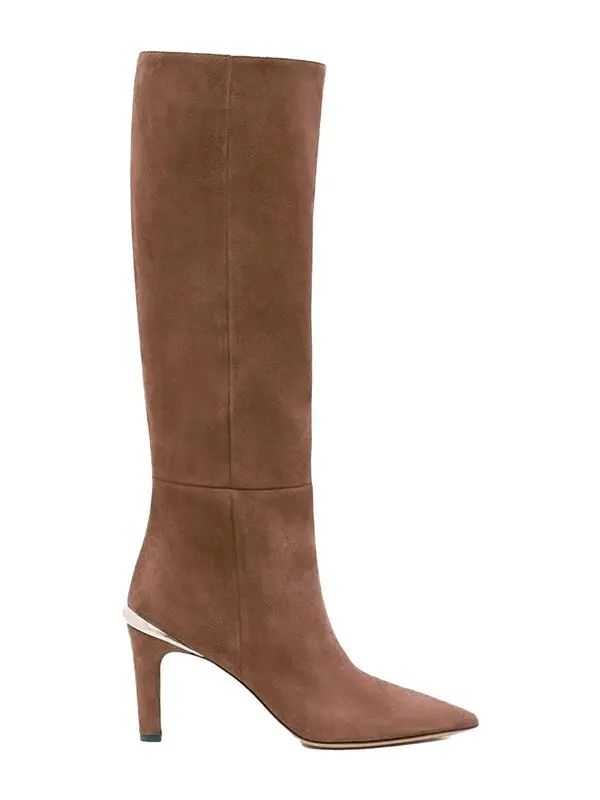 GABRIELA HERAST Aura Suede Stiletto Boots - Dark Sand