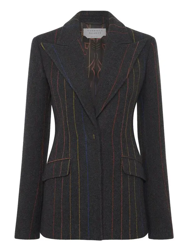 Gabriela Hearst Leiva Pinstripe Wool Cashmere Blazer - Charcoal Multi