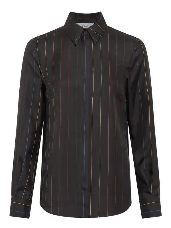 Gabriela Hearst Henri Pinstripe Silk Twill Blouse - Charcoal Multi