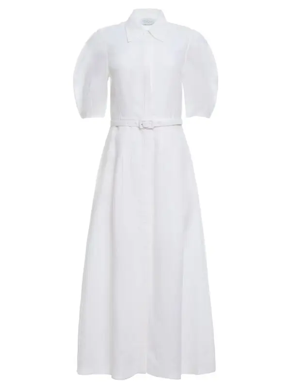 Gabriela Hearst Maude Pleated Midi Shirtdress - White