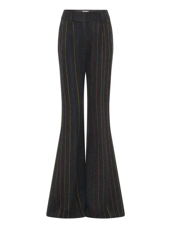Gabriela Hearst Rhein Flare Pant In Pinstripe Wool Cashmere - Charcoal Multi