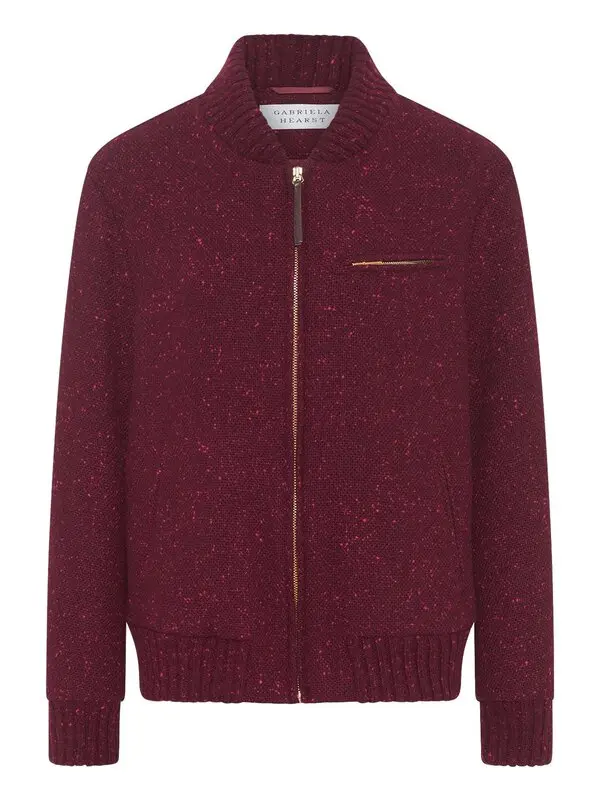 Gabriela Hearst Winslow Bomber In Speckled Cashmere - Bordeaux