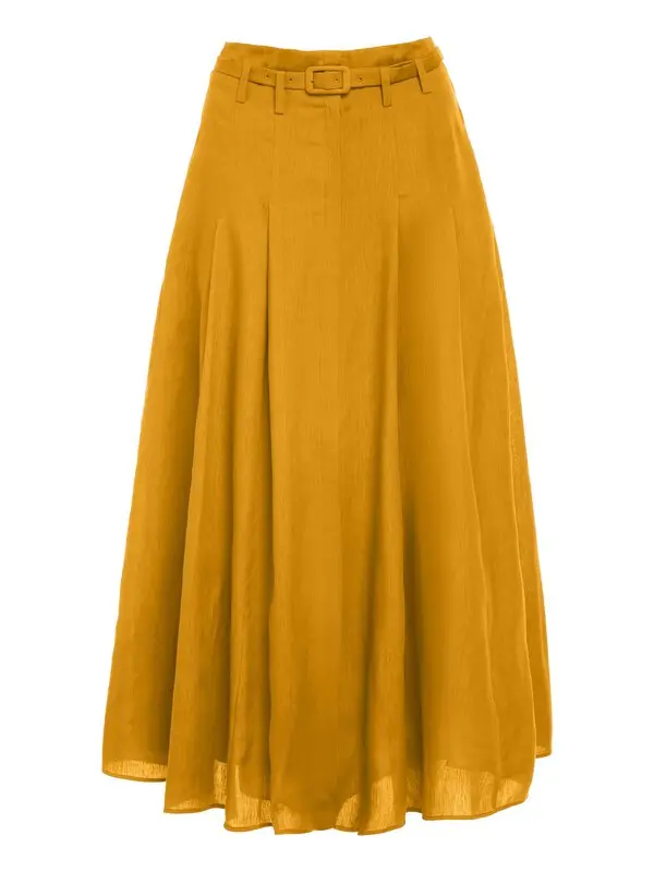 Gabriela Hearst Dugald Pleated Midi Skirt - Golden Birch