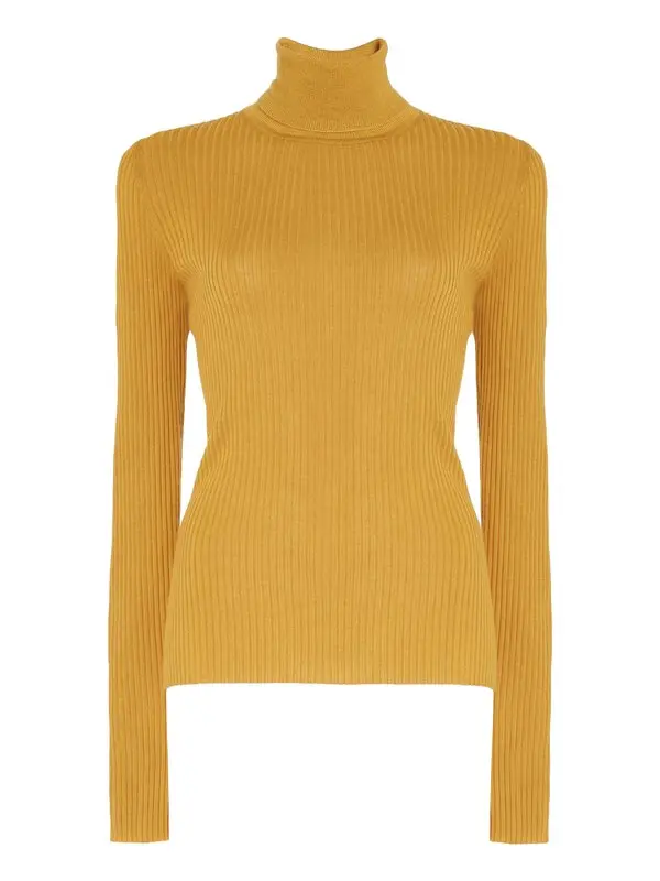Gabriela Hearst Peppe Knit Turtleneck In Cashmere Silk - Golden Birch
