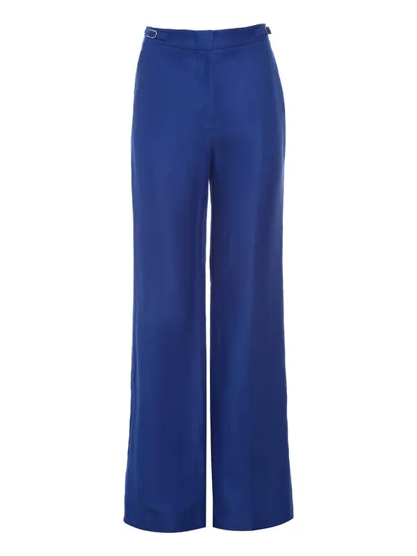 Gabriela Hearst Vesta Flare Pant In Linen Twill - Cobalt