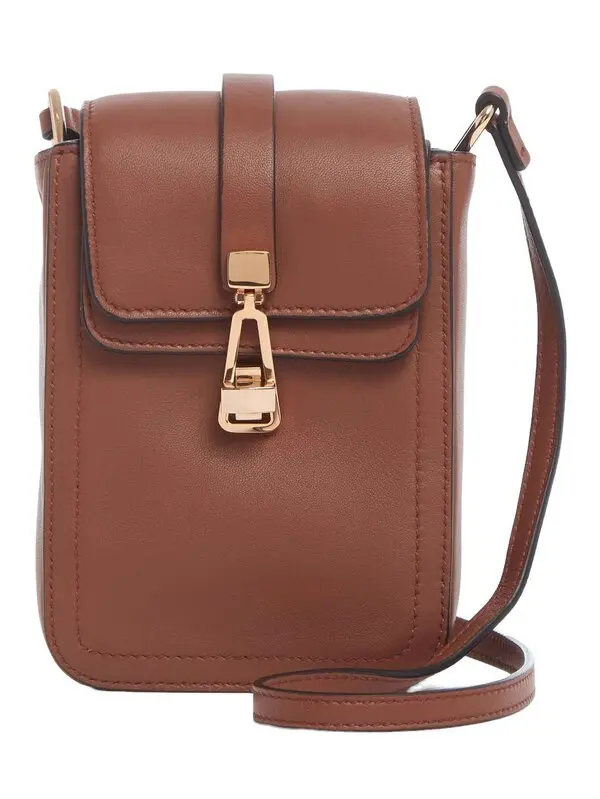 Gabriela Hearst Nappa Leather Phone Pouch - Cognac