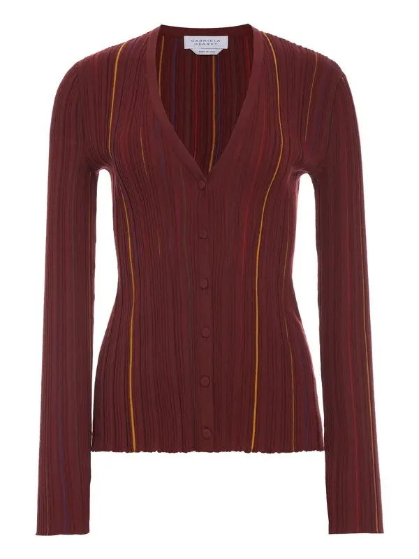 Gabriela Hearst Barth Pinstripe Knit Cardigan - Burnt Sienna