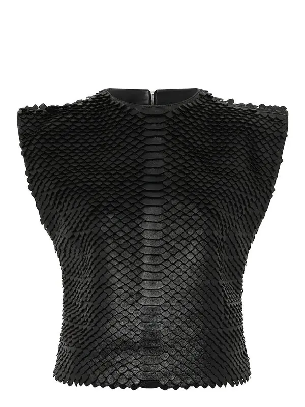 Gabriela Hearst Pardee Leather Snake Scales Jacket - Black