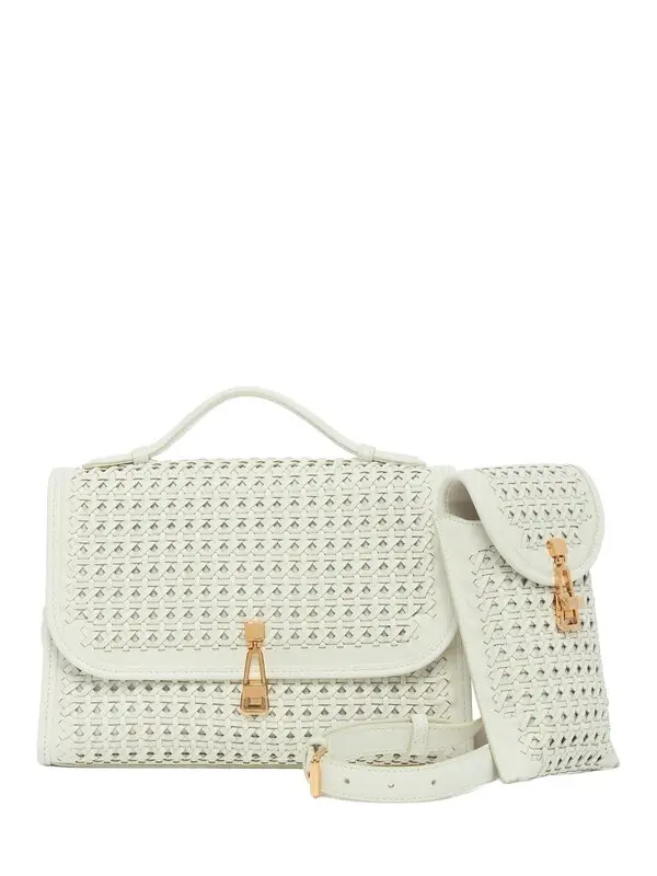 Gabriela Hearst Leonora Medium Woven Flap Bag - White