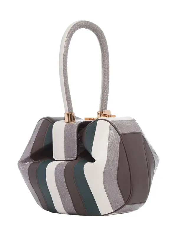 Gabriela Hearst Nina Bag In Stripes Snakeskin And Nappa Leather - Multi