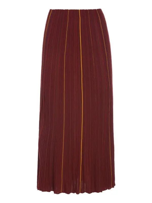 Gabriela Hearst Celeano Pinstripe Knit Midi Skirt - Burnt Sienna