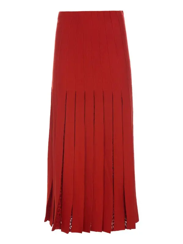 Gabriela Hearst Merino Wool Pleated Maxi Skirt - Antelope Orange