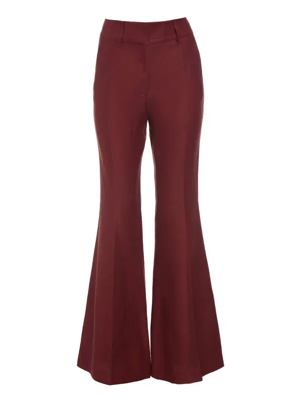 Gabriela Hearst Rhein Flare Pant In Linen Twill - Burnt Sienna