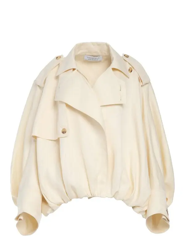 Gabriela Hearst Hunt Oversized Textured Linen Trench Jacket - Ivory