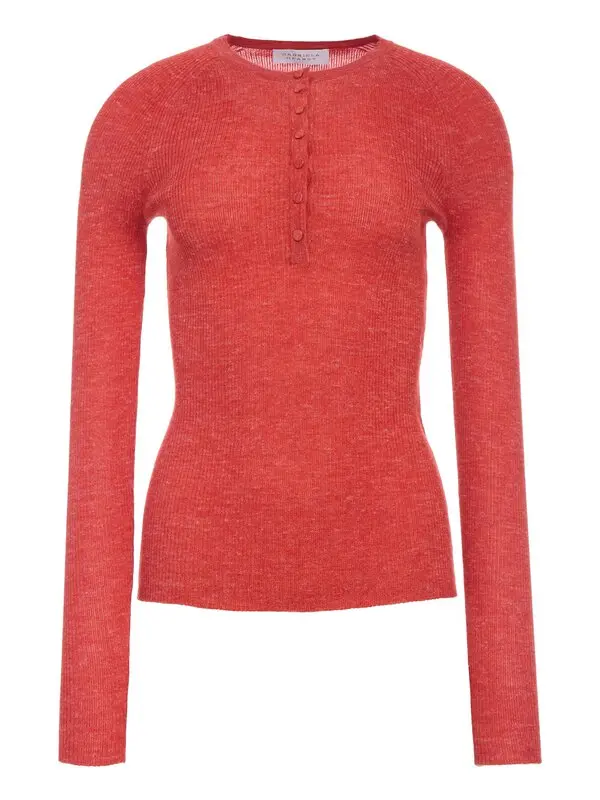 Gabriela Hearst Anges Knit Henley - Antelope Orange
