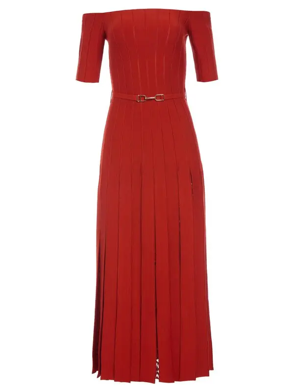 Gabriela Hearst Kurt Knit Pleated Maxi Dress - Antelope Orange