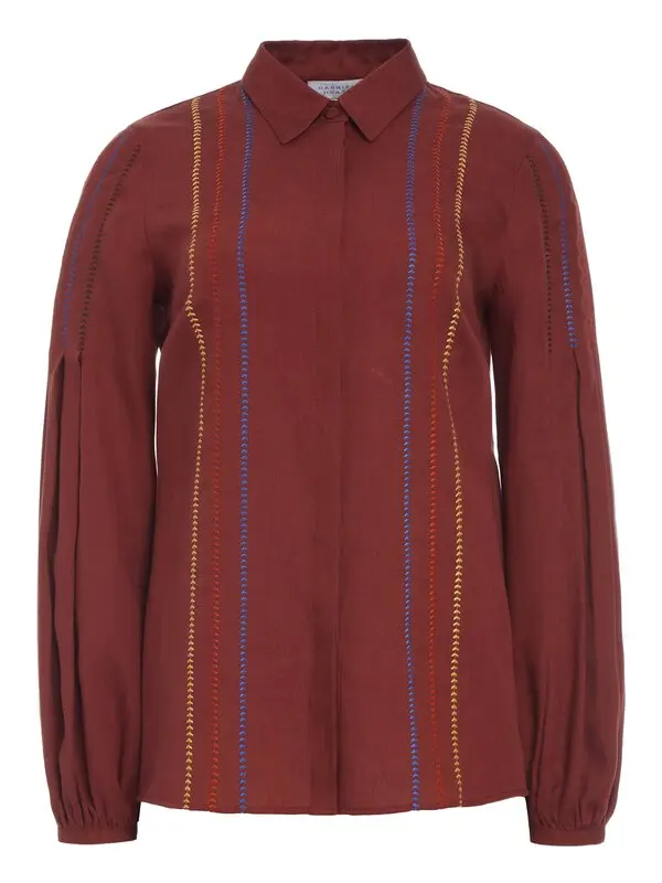 Gabriela Hearst Inga Linen Blouse - Burnt Sienna