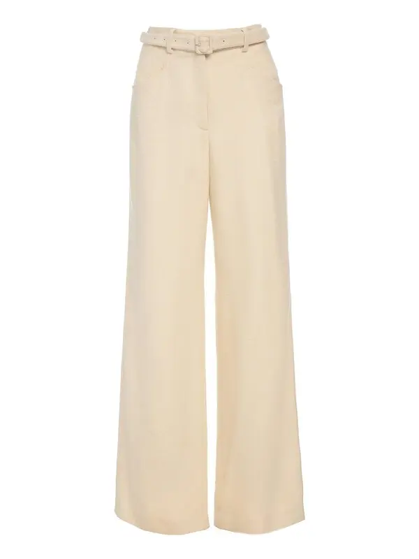 Gabriela Hearst Norman Wide-leg Pant In Silk Tweed - Ivory